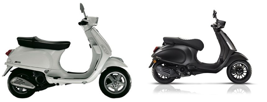 Motorrad Vergleich Vespa 125 Super 2008 vs. Vespa Sprint 125 iGet Notte 2020