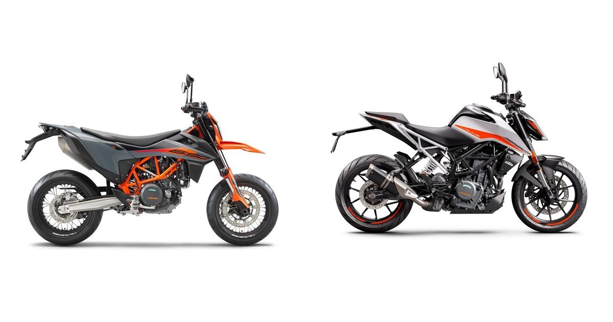 Motorrad Vergleich KTM 690 SMC R 2022 vs. KTM 390 Duke 2022