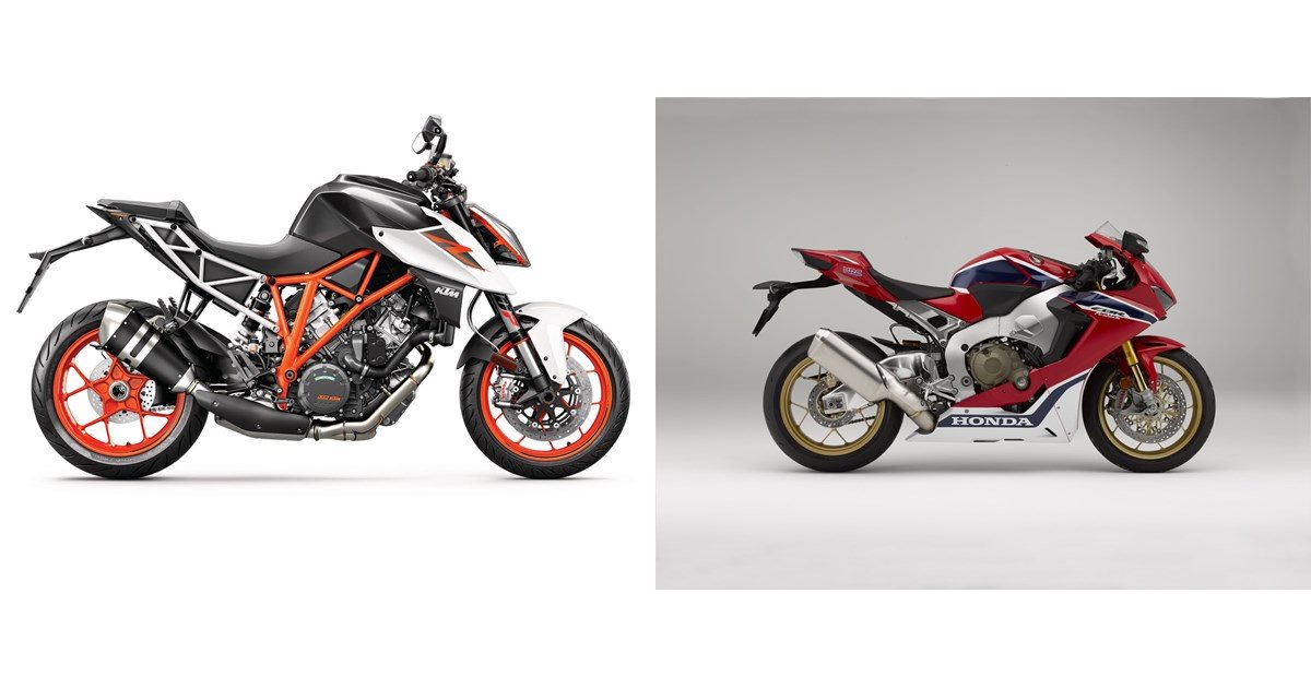 Motorrad Vergleich KTM 1290 Super Duke R 2017 vs. Honda CBR1000RR ...