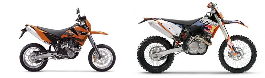 Motorrad Vergleich KTM 625 SMC 2005 vs. KTM 530 EXC 2010