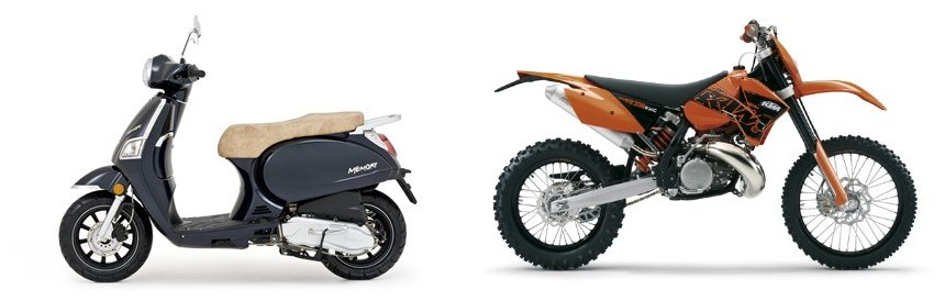 Motorrad Vergleich Beeline Memory 50 2016 vs. KTM 300 EXC 2007