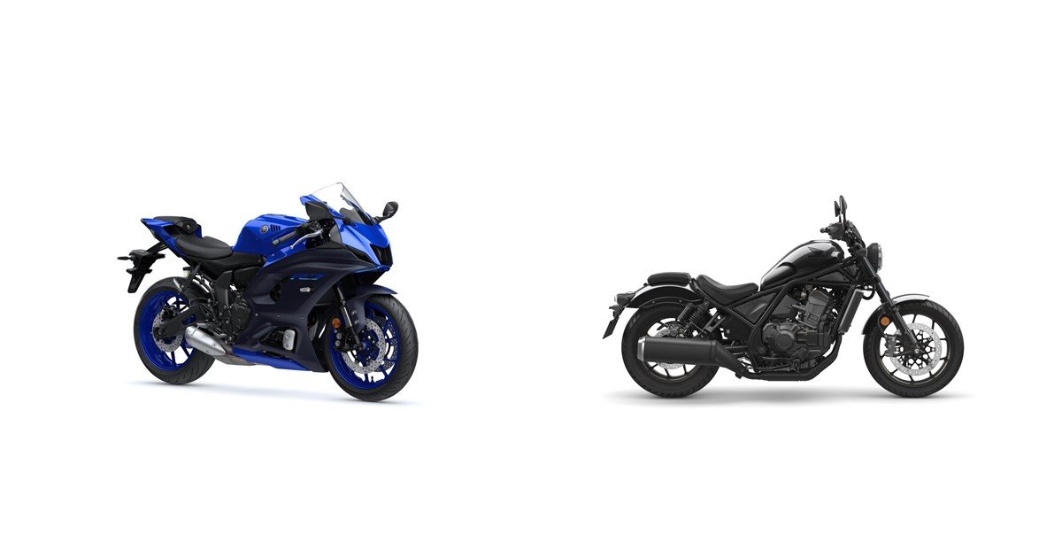 Motorrad Vergleich Yamaha R7 2022 vs. Honda CMX1100 Rebel 2021
