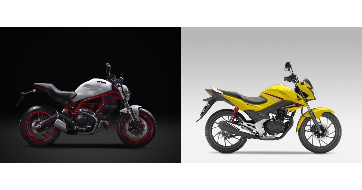 Comparaison des motos Ducati Monster 797 2020 VS. Honda CB125F 2020