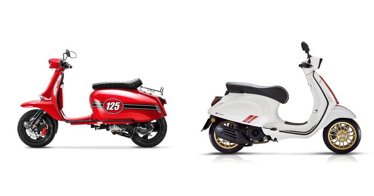 Motorrad Vergleich Scomadi TL125 2018 vs. Vespa Sprint 125 Racing Sixties 2022