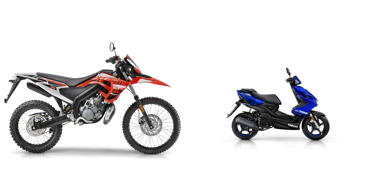 Motorrad Vergleich Derbi Senda DRD X-Treme 50 R 2020 vs. Yamaha Aerox 4 ...