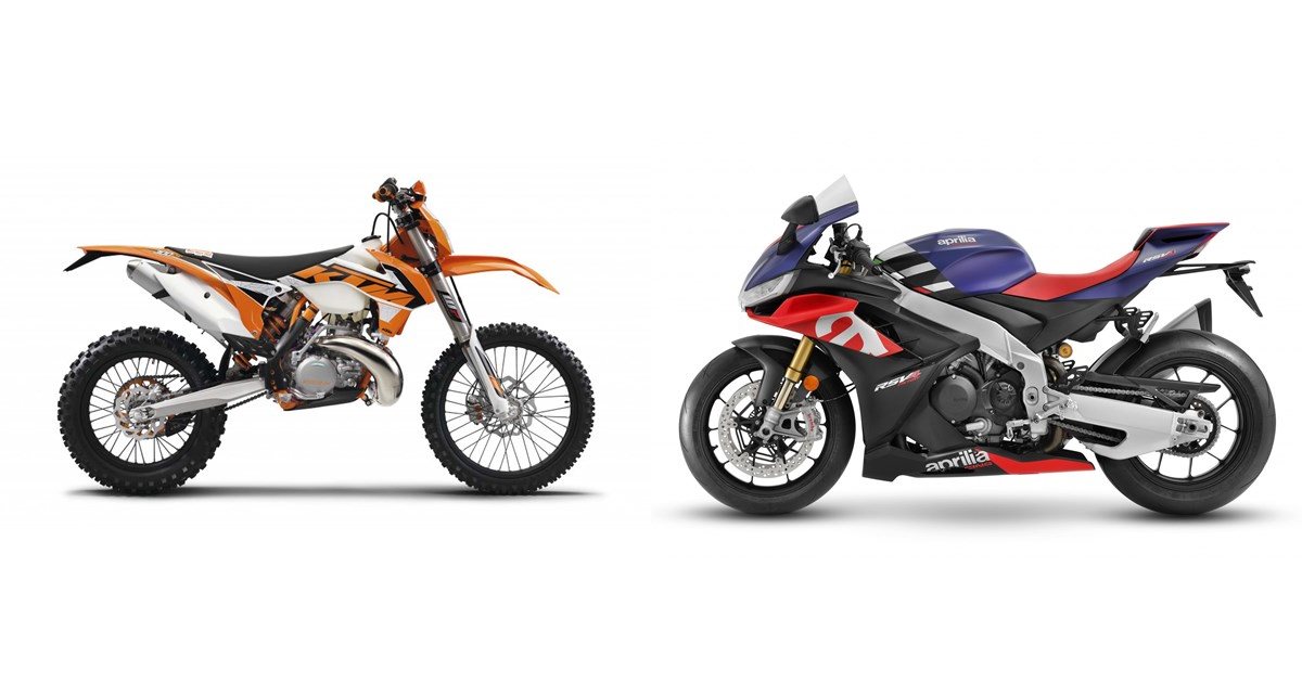 Motorrad Vergleich KTM 300 EXC 2016 vs. Aprilia RSV4 1100 Factory 2022