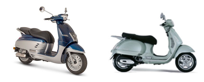 Motorrad Vergleich Peugeot Django 125 ABS 2021 vs. Vespa 125 GT 2006
