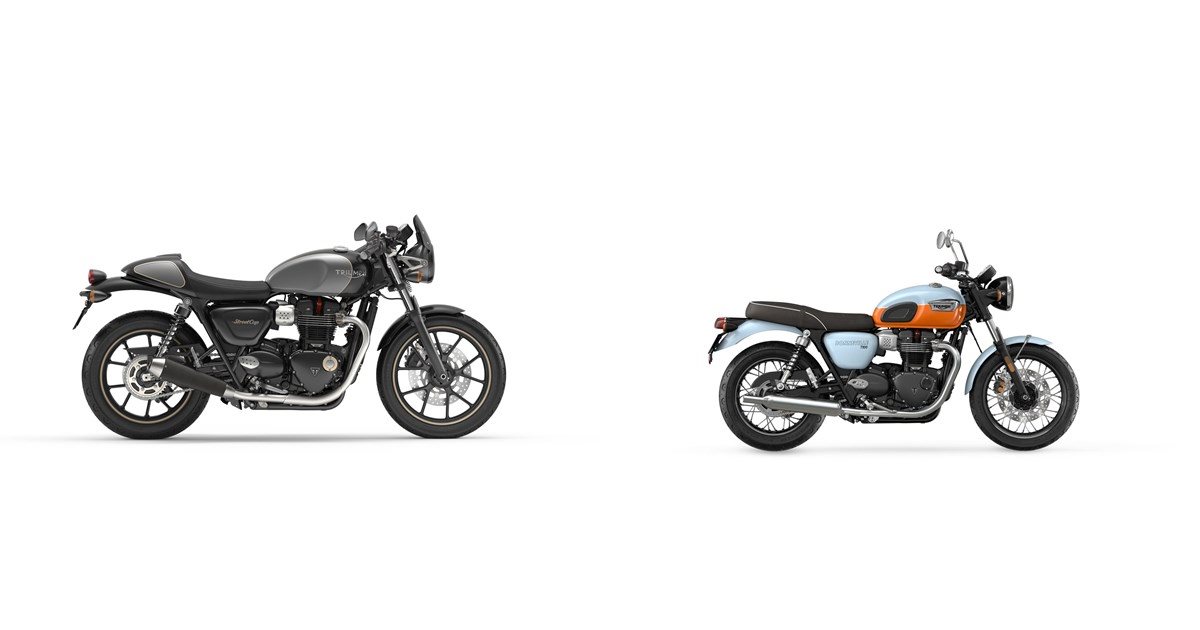 Motorrad Vergleich Triumph Street Cup 2019 vs. Triumph Bonneville T100 2023