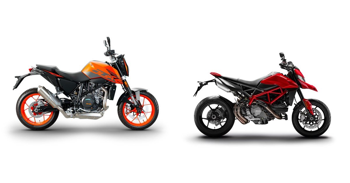 Motorrad Vergleich KTM 690 Duke 2019 vs. Ducati Hypermotard 950 2020