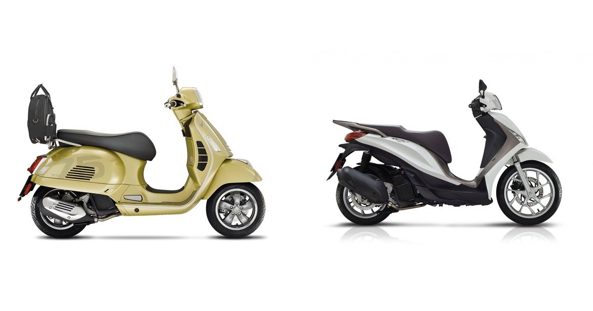Motorrad Vergleich Vespa GTS 125 75th 2022 vs. Piaggio Medley 125 ie IGET 2020