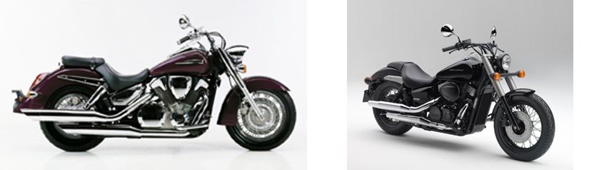 Motorrad Vergleich Honda VTX 1300 2006 vs. Honda VT 750 DC Black Spirit ...