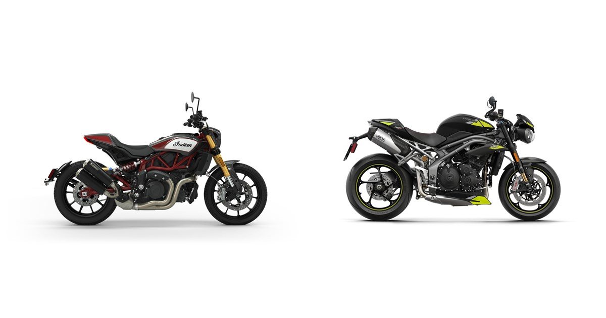 Motorrad Vergleich Indian FTR Carbon 2020 vs. Triumph Speed Triple RS 2019