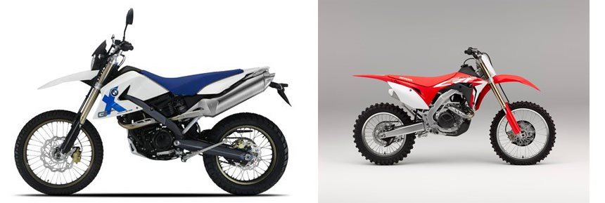 Motorrad Vergleich BMW G 650 Xchallenge 2009 vs. Honda CRF 450 RX 2020
