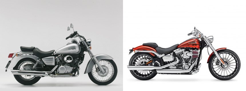 Motorrad Vergleich Honda VT 125 Shadow 2008 vs. Harley-Davidson CVO ...