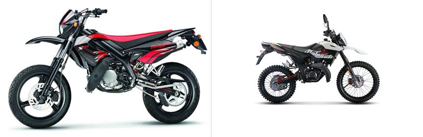 Motorrad Vergleich Malaguti XSM 50 Supermoto 2010 vs. Malaguti XTM 50 ...