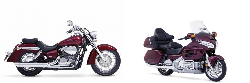 Motorrad Vergleich Honda VT 750 Shadow 2005 vs. Honda GL 1800 Goldwing 2005