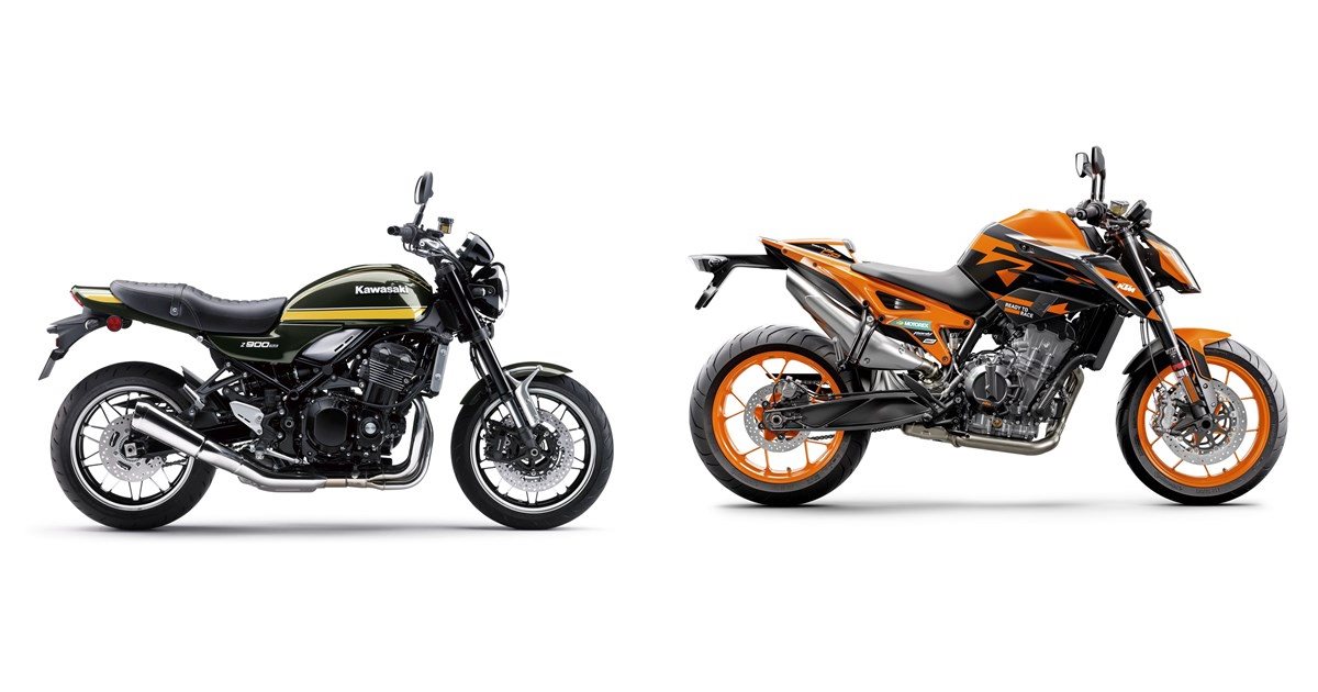Motorrad Vergleich Kawasaki Z900 RS 2020 vs. KTM 890 Duke GP 2022