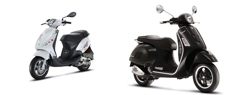 Motorrad Vergleich Piaggio Zip 50 2T 2012 vs. Vespa GTS 300 i.e. Super 2009