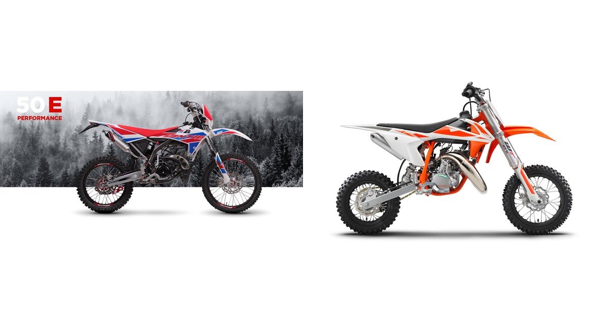 Comparaison des motos Fantic 50E Performance 2020 VS. KTM 50 SX 2019