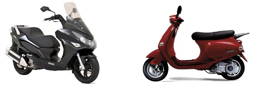 Motorrad Vergleich Daelim S3 125 2011 vs. Piaggio ET4 125 2005