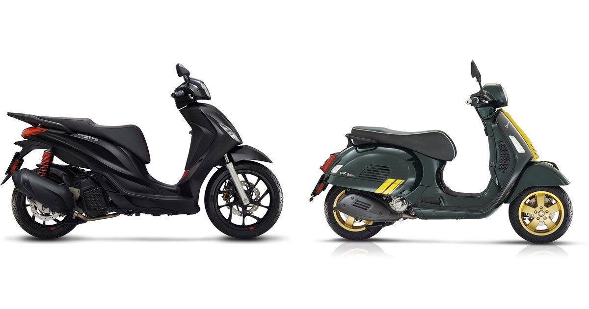 Motorrad Vergleich Piaggio Medley 125 S 2022 vs. Vespa GTS 125 Super Racing Sixties 2021