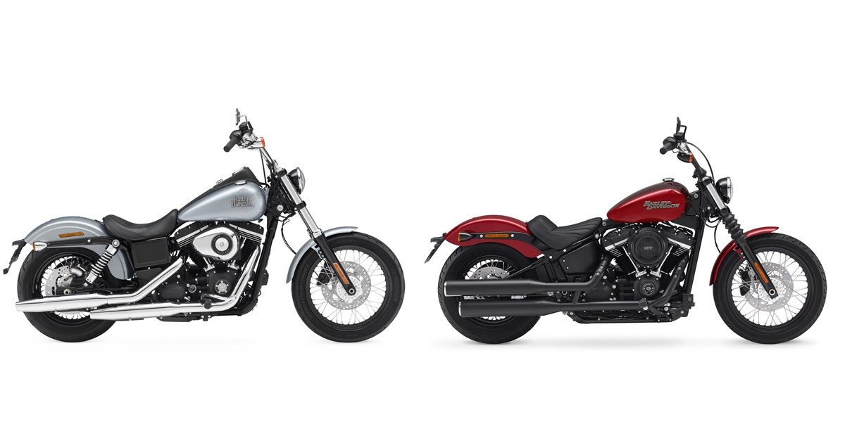 Motorrad Vergleich Harley-Davidson Dyna Street Bob FXDB 2015 vs. Harley-Davidson Softail Street ...