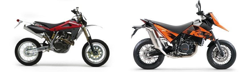 Motorrad Vergleich Husqvarna SM 450 R 2006 vs. KTM 690 Supermoto 2009