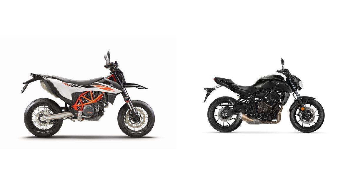 Motorrad Vergleich KTM 690 SMC R 2020 vs. Yamaha MT-07 2020