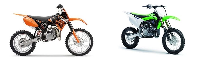 Motorrad Vergleich KTM 85 SX 19/16 2010 vs. Kawasaki KX 85 2015