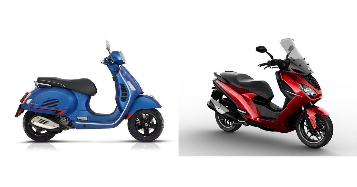 Motorrad Vergleich Vespa GTS 125 i.e. Super Sport 2020 vs. Peugeot Pulsion 125 Allure 2022