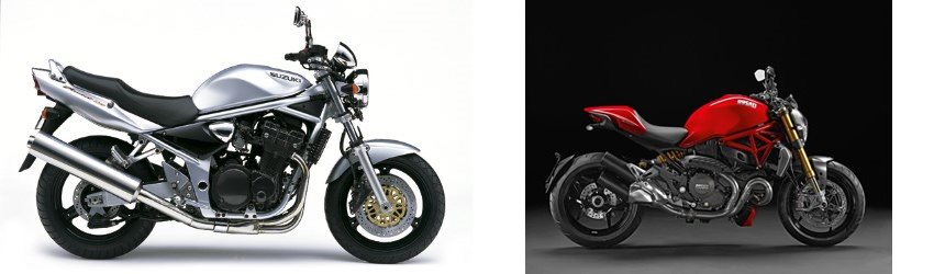 Motorrad Vergleich Suzuki Bandit 1200 2005 vs. Ducati Monster 1200 S 2014