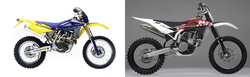 Motorrad Vergleich Husqvarna TE 450 2006 vs. Husqvarna TC 450 2009