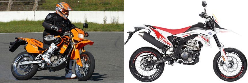 Motorrad Vergleich Hyosung XRX 125 Supermoto 2009 vs. FB Mondial SMX ...