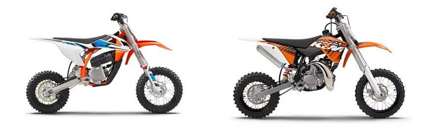 Motorrad Vergleich KTM SX-E 5 2020 vs. KTM 50 SX 2012