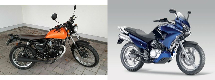 Motorrad Vergleich Luxxon SixtySix 125 2022 vs. Honda XL 125 V Varadero ...