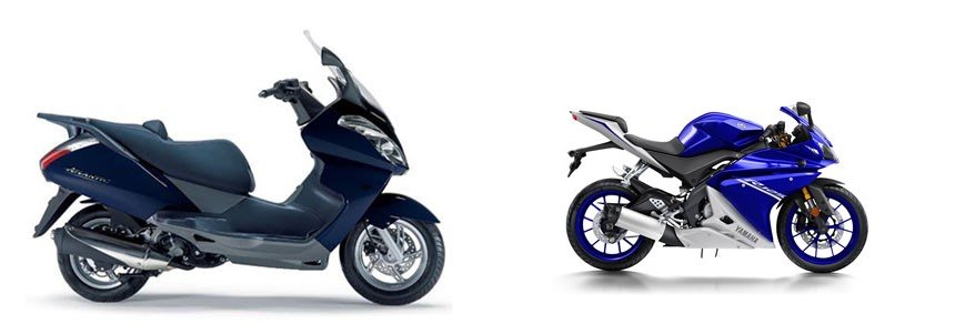 Motorrad Vergleich Aprilia Atlantic 125 2009 vs. Yamaha R125 2017