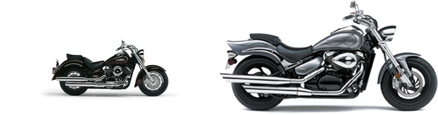 Motorrad Vergleich Yamaha XVS 1100 Drag Star Classic 2007 vs. Suzuki ...