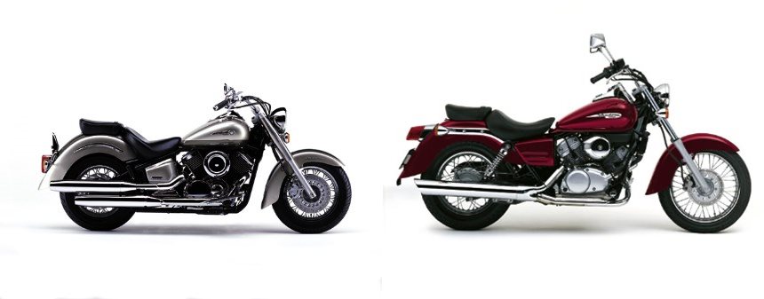 Motorrad Vergleich Yamaha XVS 1100 Drag Star Classic 2005 vs. Honda VT ...