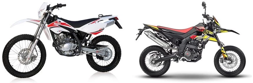 Motorrad Vergleich Beta RE 125 4T 2009 vs. Aprilia SX 125 Supermoto 2022