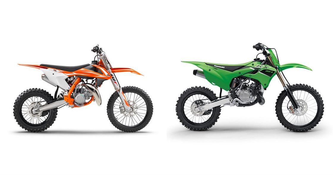 Motorrad Vergleich KTM 85 SX 17/14 2018 vs. Kawasaki KX 85 II 2023