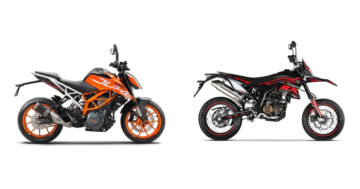 Motorrad Vergleich KTM 390 Duke 2020 vs. FB Mondial SMX 125i Supermoto 2022
