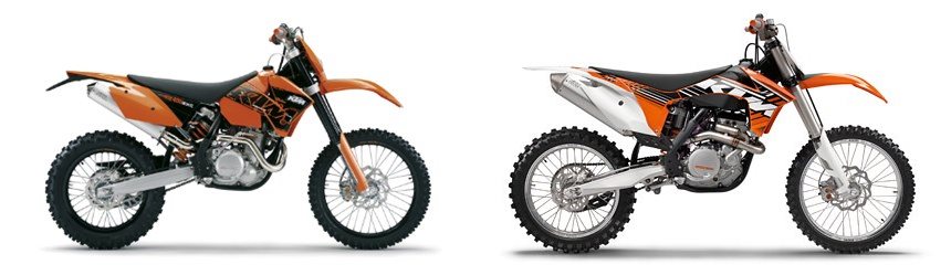 Motorrad Vergleich KTM 450 EXC 2007 vs. KTM 450 SX-F 2012