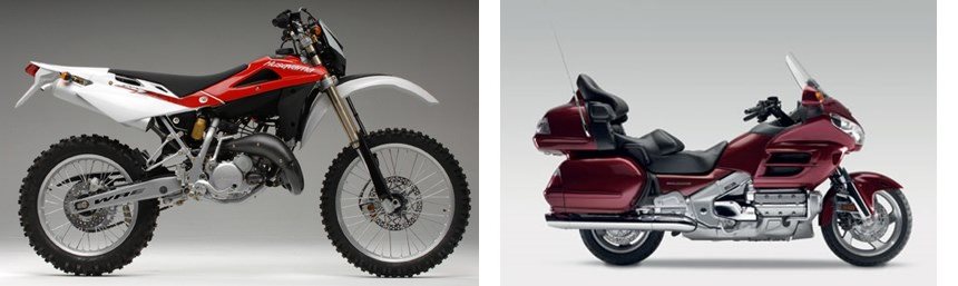 Motorrad Vergleich Husqvarna WRE 125 2009 vs. Honda GL 1800 Goldwing 2009