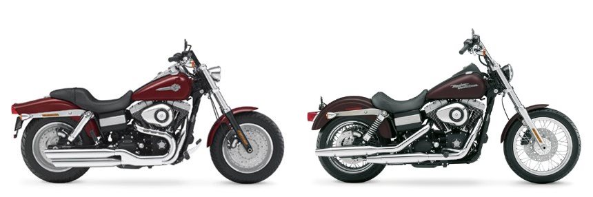 Motorrad Vergleich Harley-Davidson Dyna Fat Bob FXDF 2009 vs. Harley ...