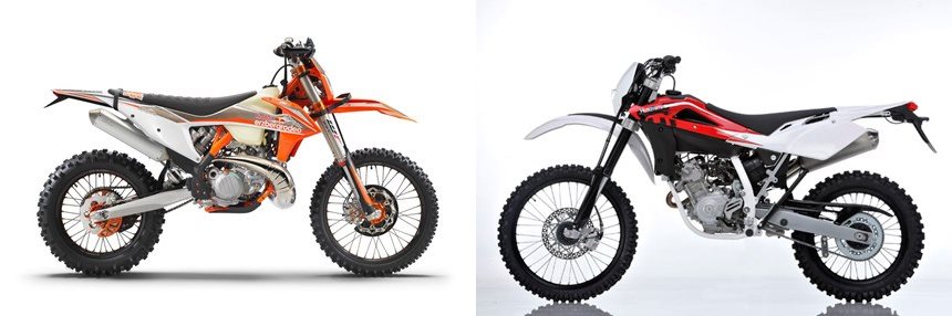 Motorrad Vergleich KTM 300 EXC TPI Erzberg Edition 2022 vs. Husqvarna TE 125 2011