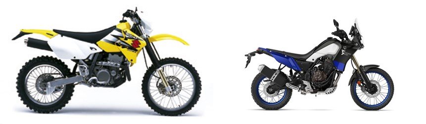 Motorrad Vergleich Suzuki DR-Z 400 E 2005 vs. Yamaha Tenere 700 2021