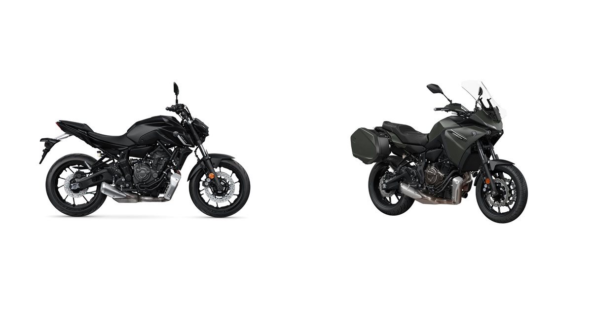 Motorrad Vergleich Yamaha MT-07 Pure 2023 vs. Yamaha Tracer 7 GT 2022