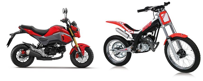 Motorrad Vergleich Honda MSX 125 2020 vs. Beta Minitrial 2009