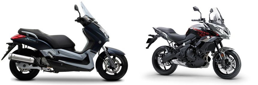 Motorrad Vergleich Yamaha XMAX 125 2009 vs. Kawasaki Versys 650 2021