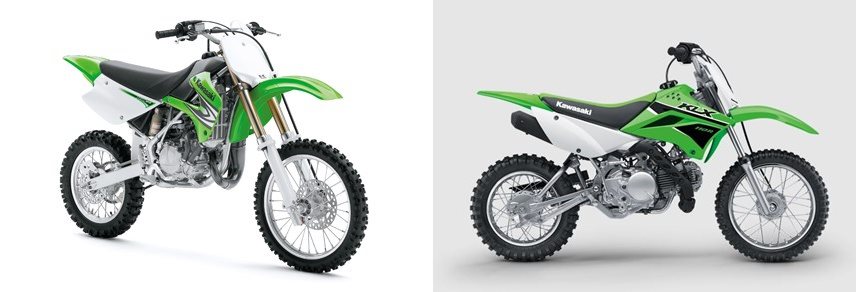 Motorrad Vergleich Kawasaki KX 85 2009 vs. Kawasaki KLX 110R 2023